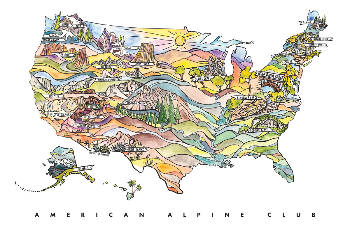 25 Iconic Climbing Areas Map – The American Alpine Club Store